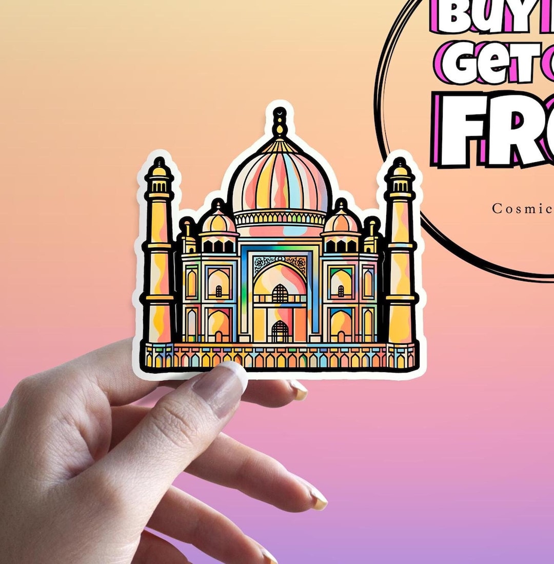 Taj Mahal Sticker: Stained Glass Pastel Taj Mahal India Waterproof ...