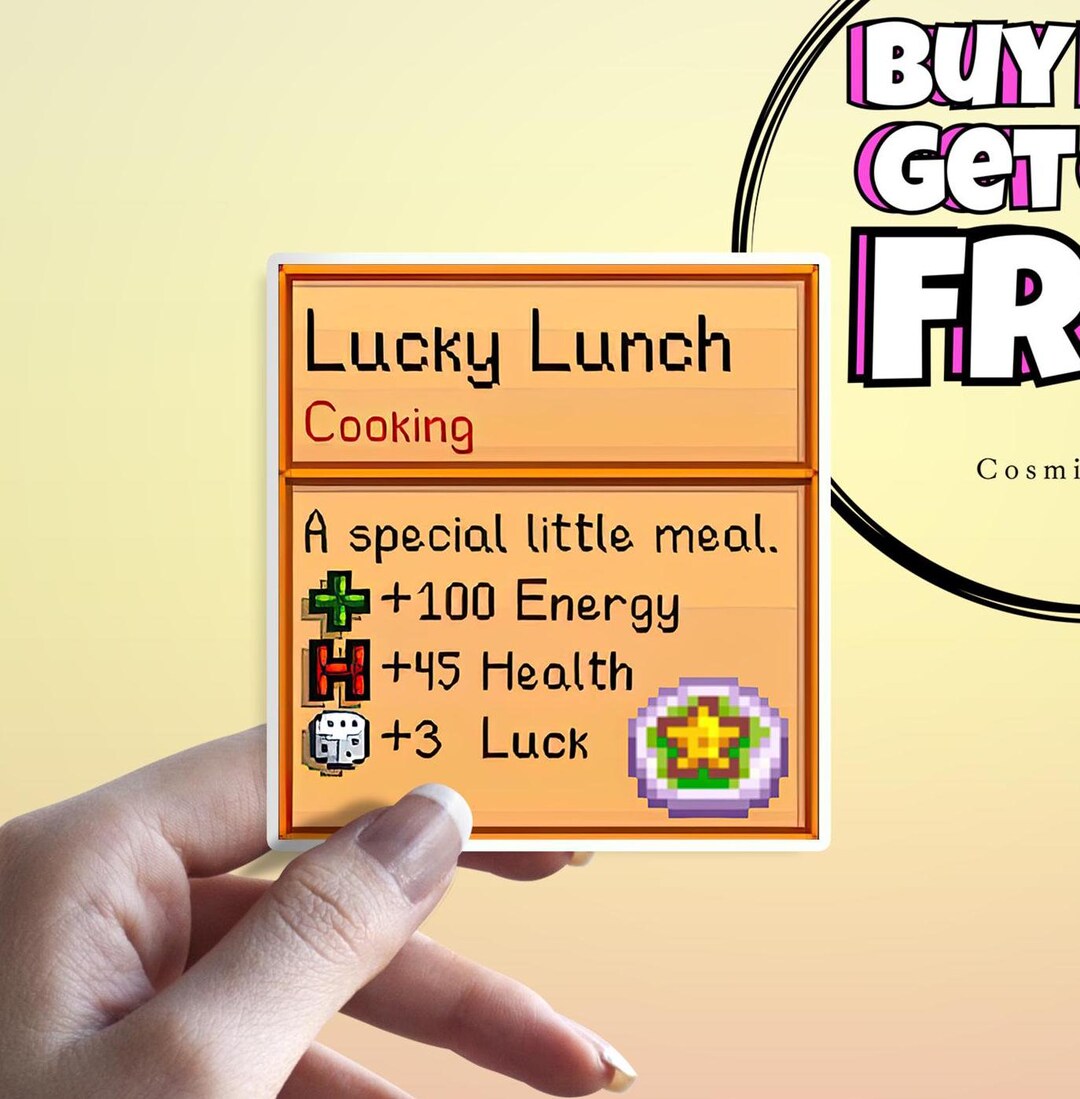 Lucky Lunch Sticker: Stardew Valley Recipe Waterproof Pixel Style ...