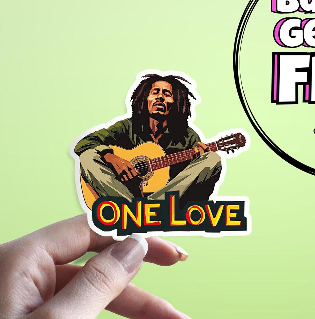Bob Marley Sticker: One Love Guitar, Jamaican Waterproof Reggae Sticker ...