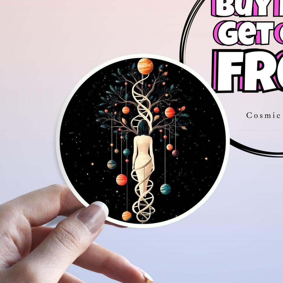 Tree of Life DNA Helix Cosmic Sticker: Planet Ornaments Waterproof ...
