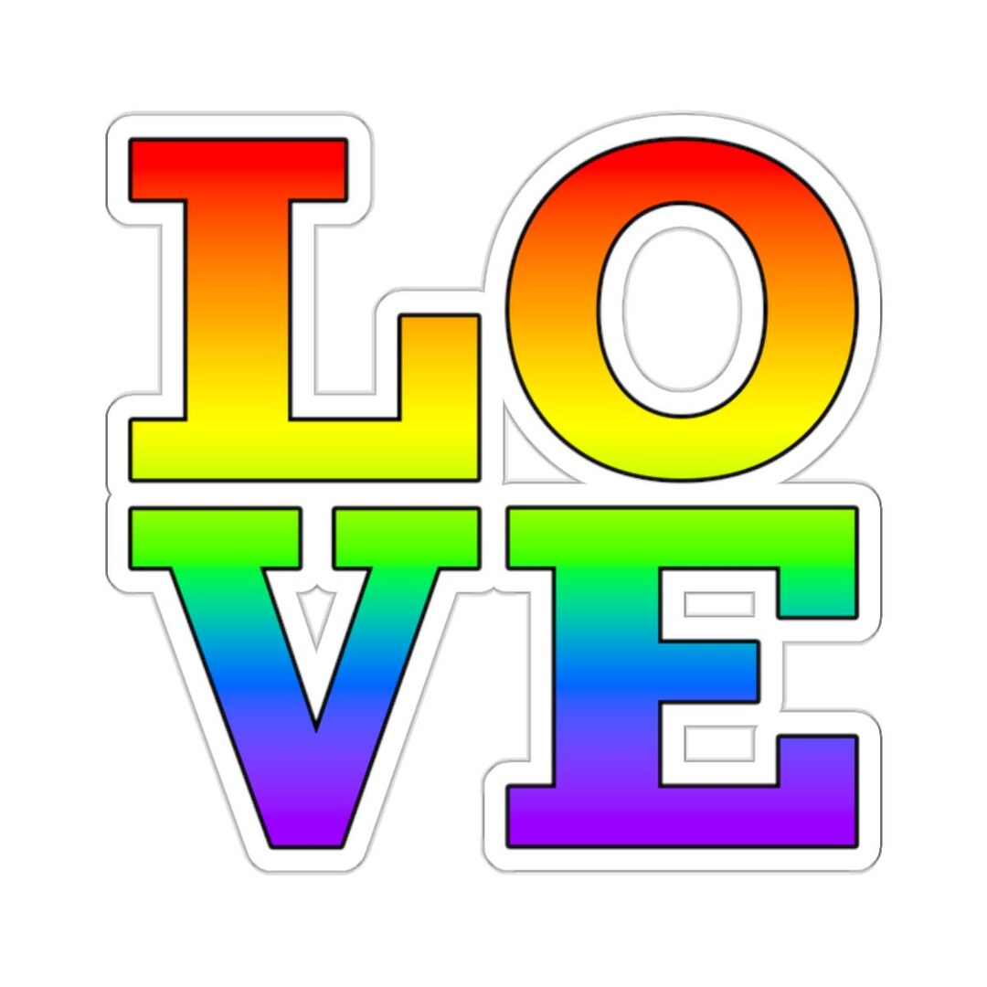 Rainbow LOVE Kiss-cut Stickers, LGBT Pride Decals, Colorful Heart ...