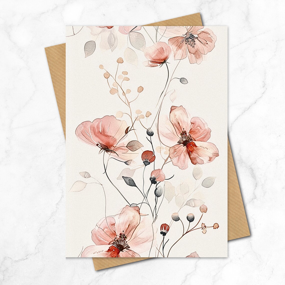 Wildflower Happy Birthday Card for Her, Beautiful, Elegant, Watercolor ...