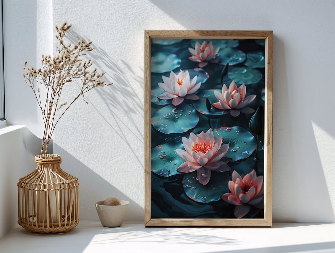 Bloom Blush: Lotus Flower Wall Art Print – Japanese Lotus Art ...