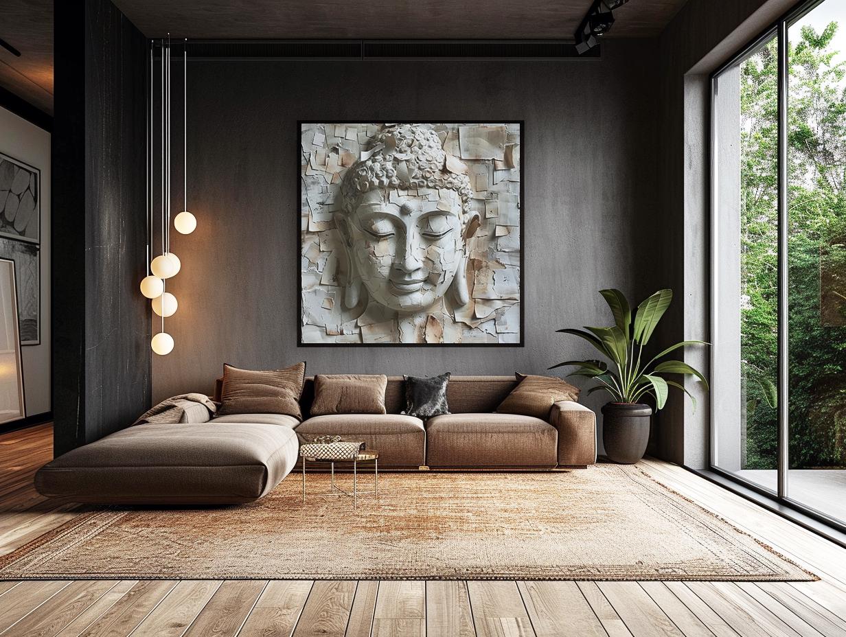 Large Buddha 3d Effect Printable Wall Art, Wabi Sabi Style With a ...