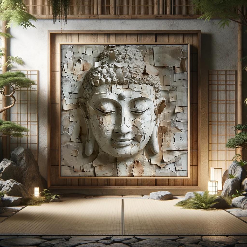 Large Buddha 3d Effect Printable Wall Art, Wabi Sabi Style With a ...