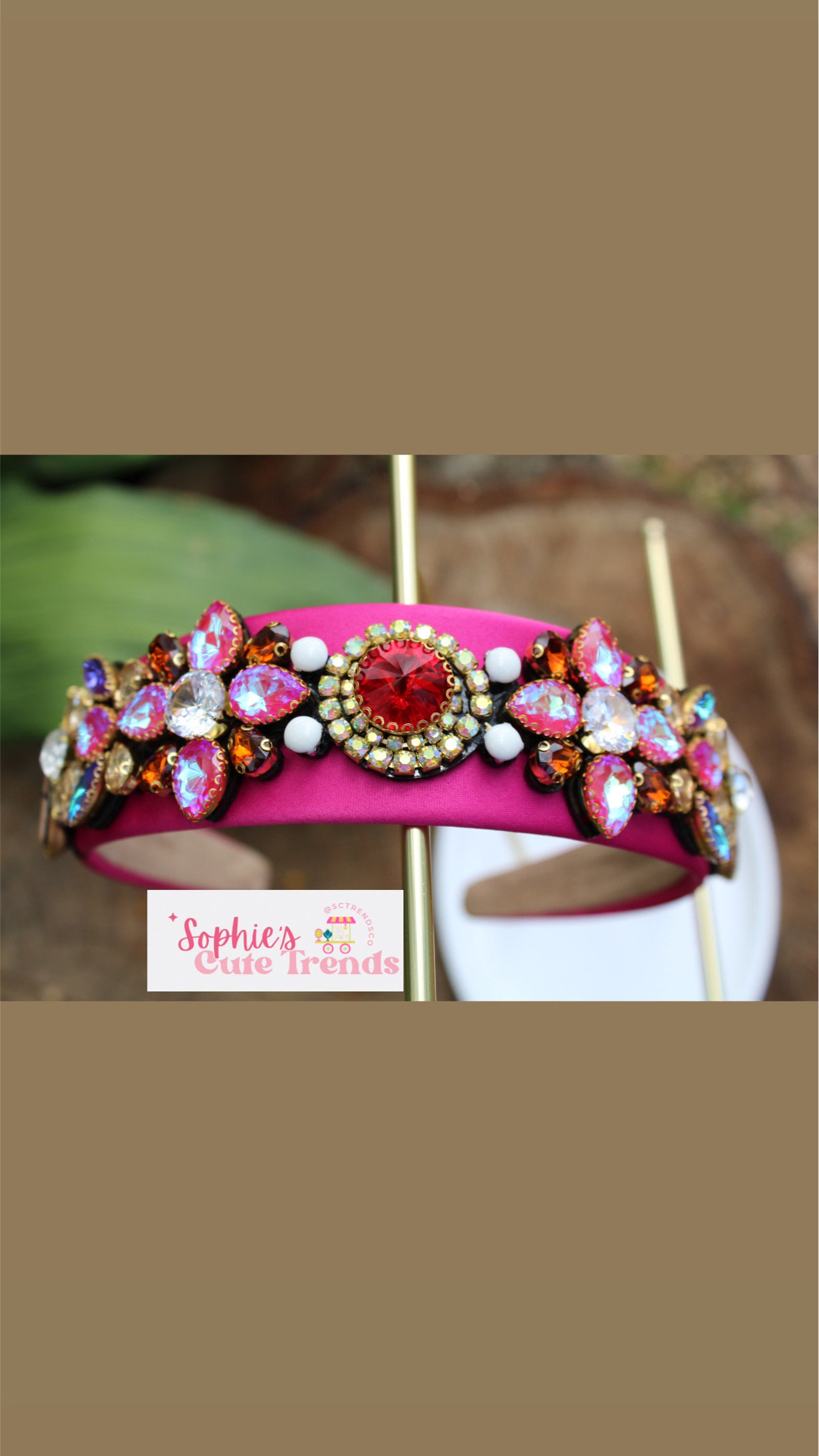 Fuschia Pink Stone Headband, Hair Accessories - Etsy