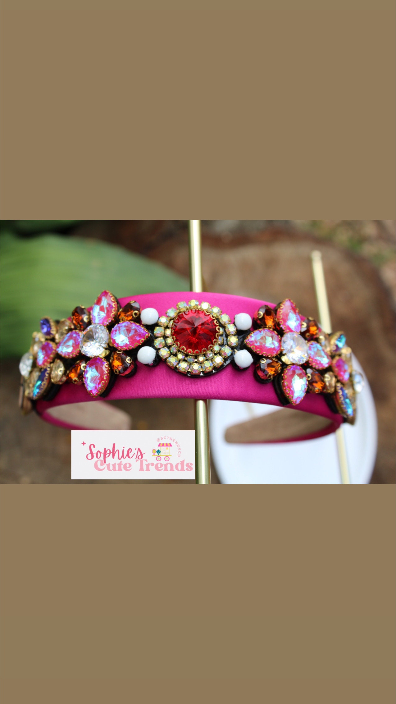 Fuschia Pink Stone Headband, Hair Accessories - Etsy