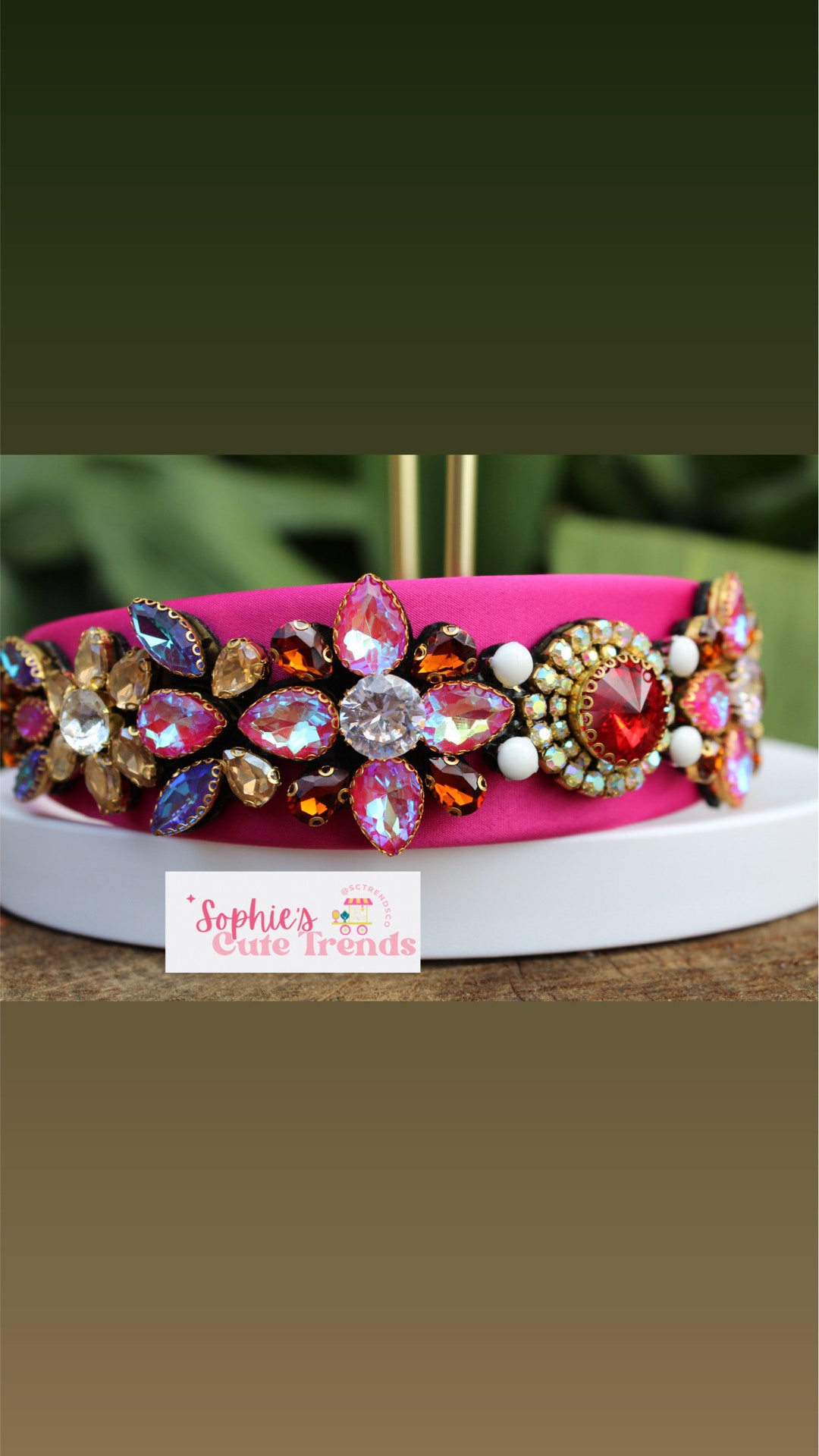 Fuschia Pink Stone Headband, Hair Accessories - Etsy