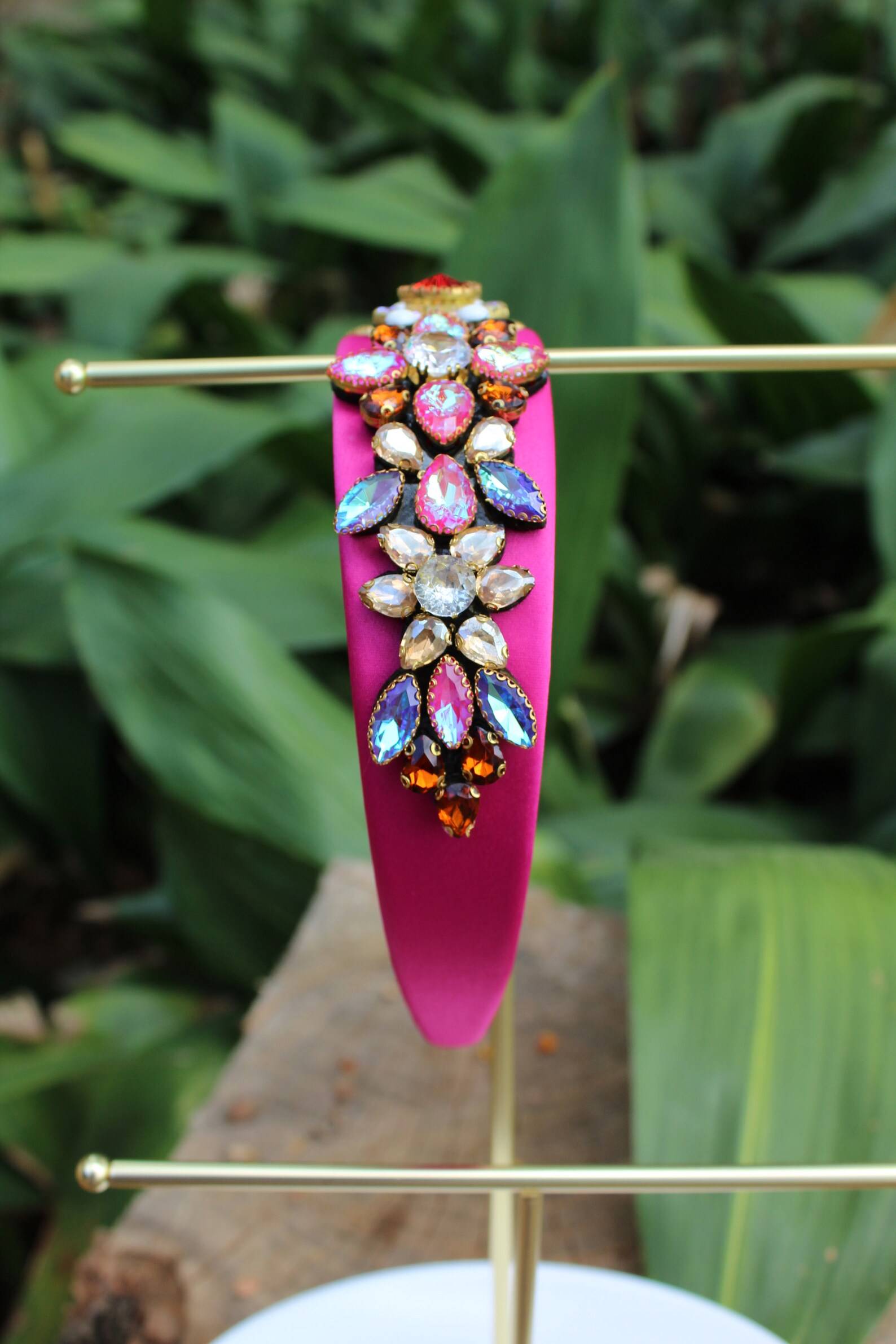 Fuschia Pink Stone Headband, Hair Accessories - Etsy