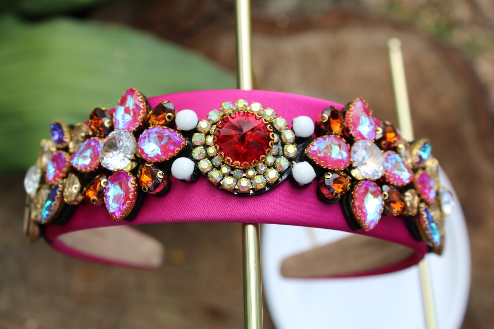 Fuschia Pink Stone Headband, Hair Accessories - Etsy