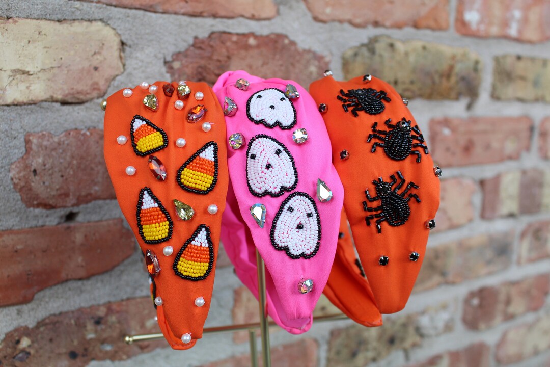 Candy Corn Top-knot Headband, Orange Headbands, Fall Headbands, Spiders ...