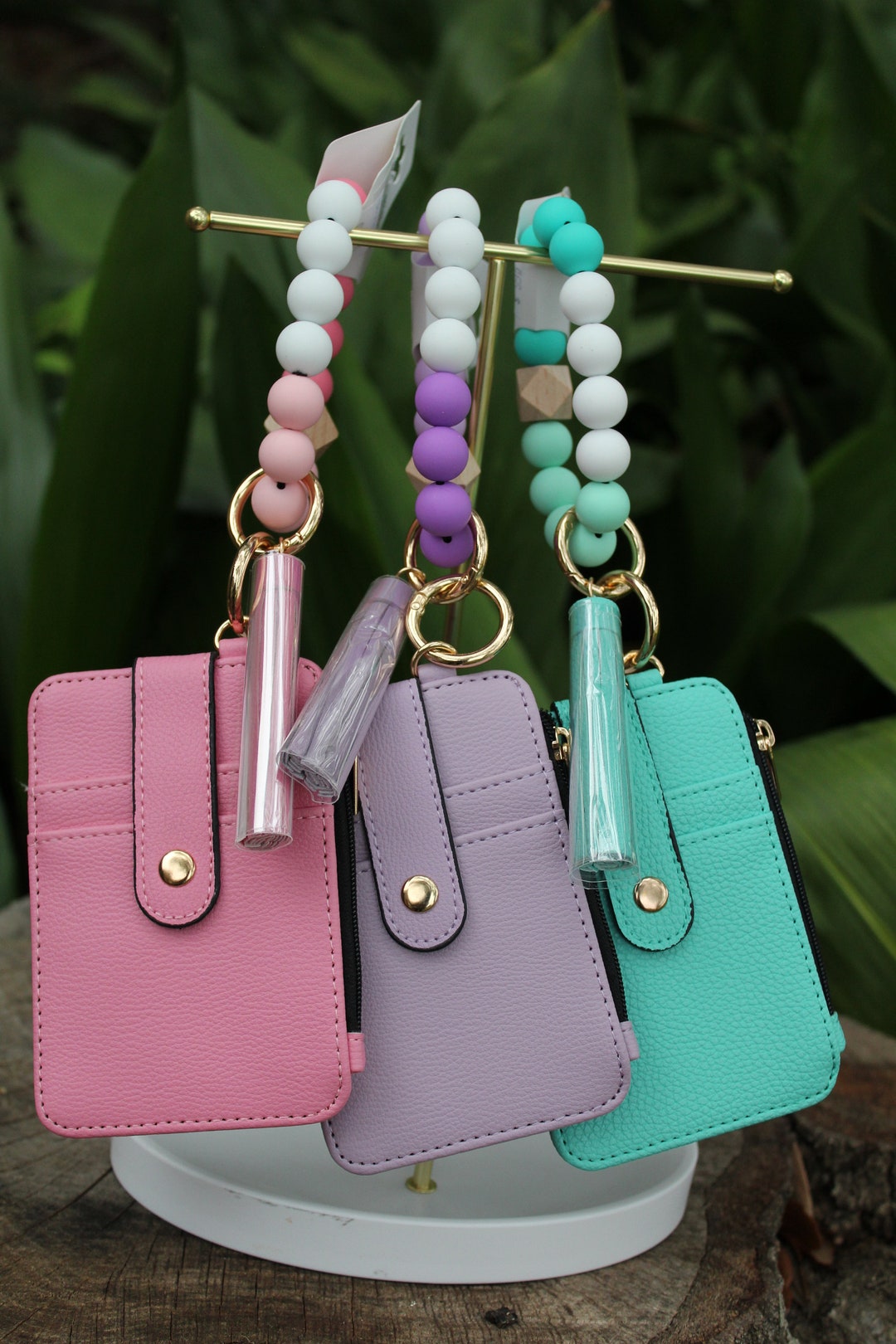 Keychain Wristlet Wallets, Bangle Key Ring, Leather Wallet, Card Case ...