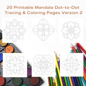 20 Printable Mandala Dot-to-dot Coloring Pages Trace Color Mandalas for ...