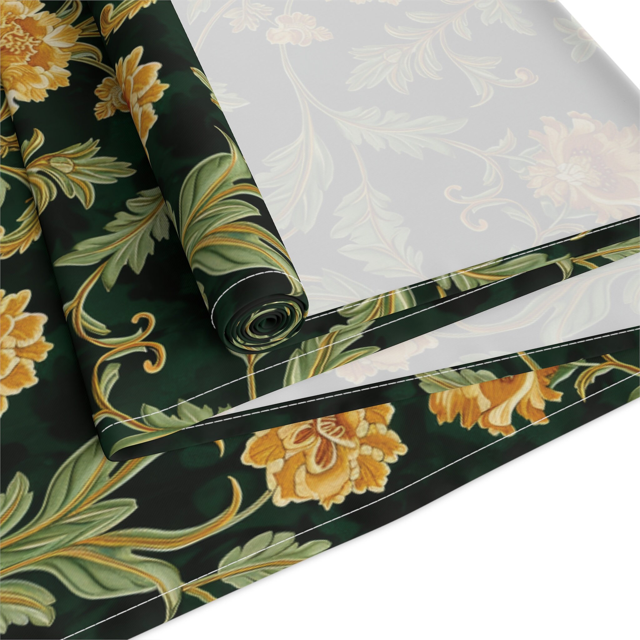 Green and Gold Renaissance Inspired Bird Table Runner - Etsy