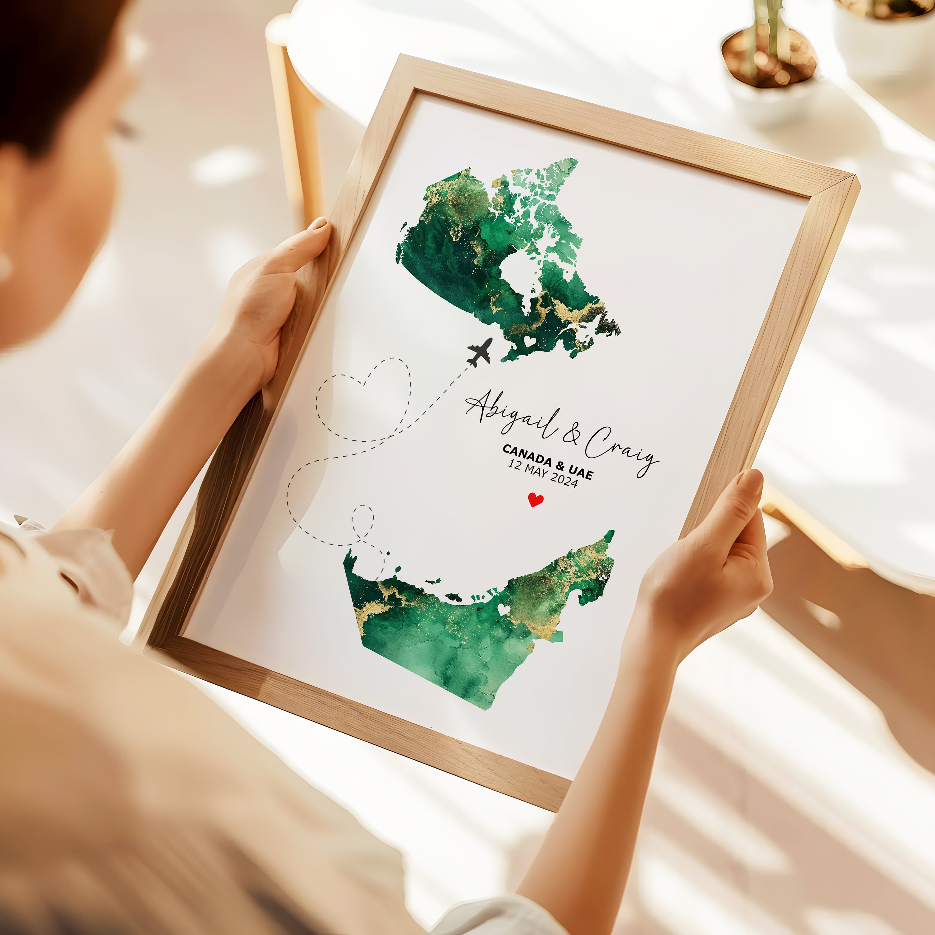 Custom Map Print Select Two Countries Personalised Map Art Perfect ...