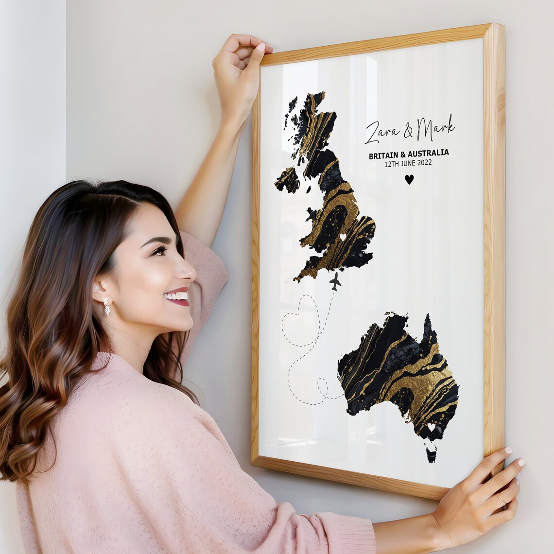 Custom Map Print Select Two Countries Personalised Map Art Perfect ...