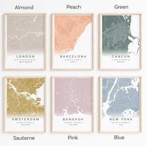 Set of 2 City Maps, Any Location, Personalized Wall Map, Personalised ...