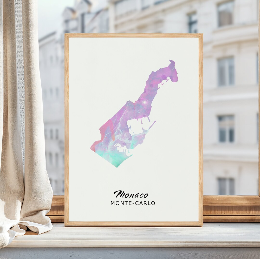Minimalist Watercolour Map Print, Modern Wall Art, Office Decor ...