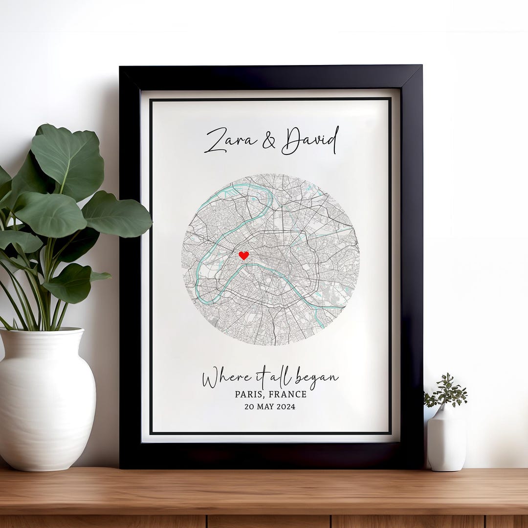 Personalised Engaged Map, Engagement Gift, Gift for Engaged Couple ...