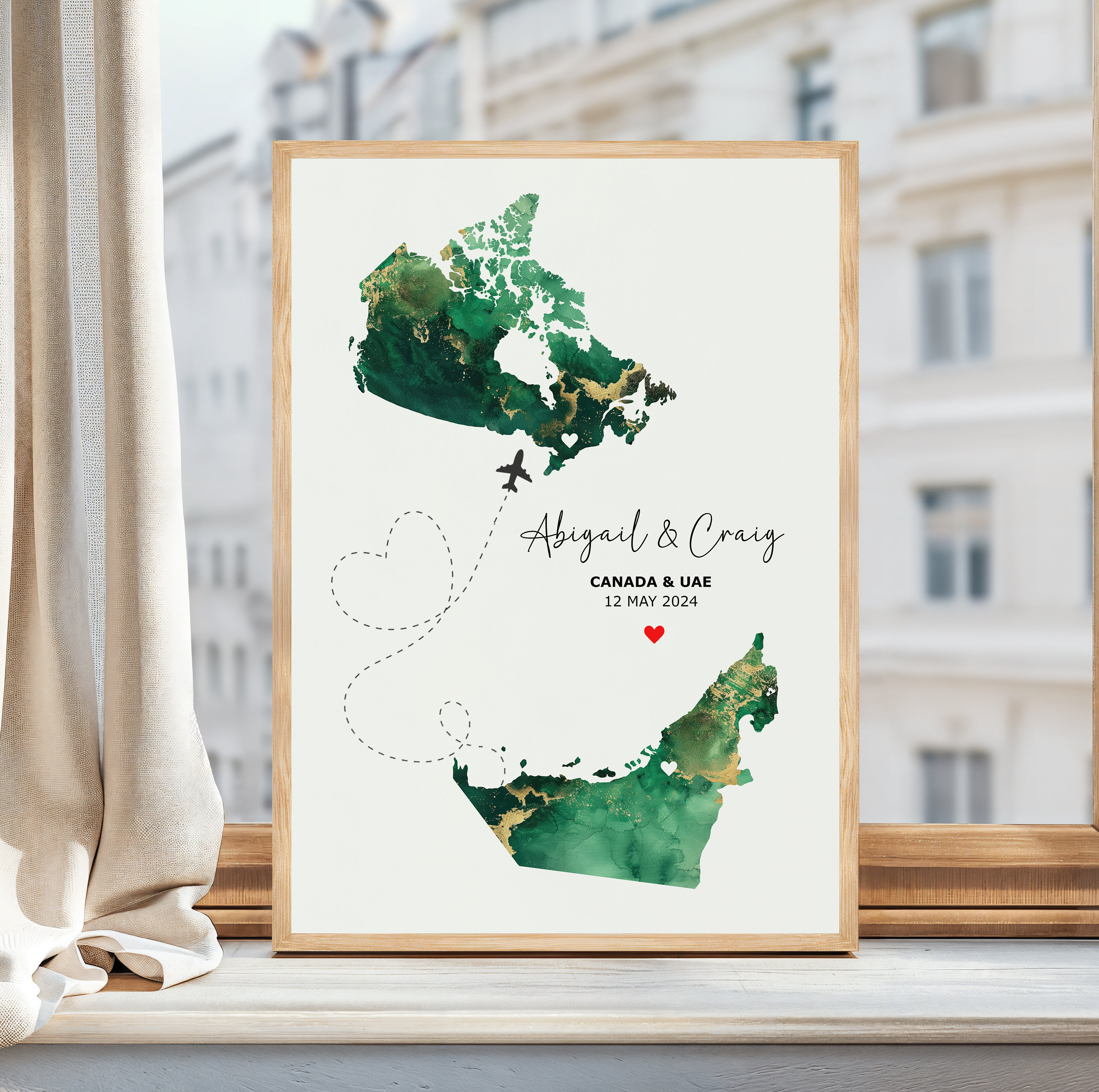 Custom Map Print Select Two Countries Personalised Map Art Perfect ...