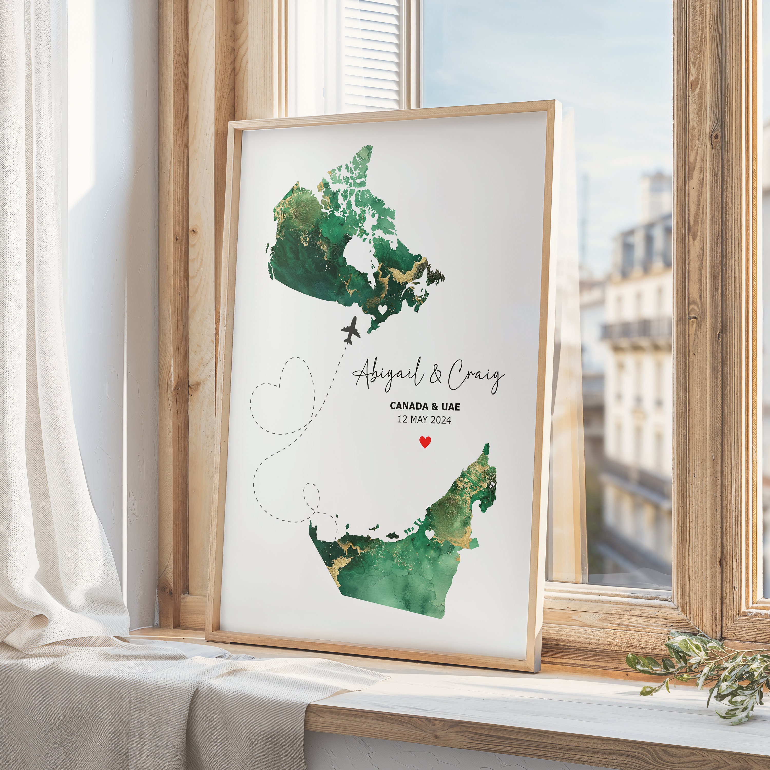 Custom Map Print Select Two Countries Personalised Map Art Perfect ...