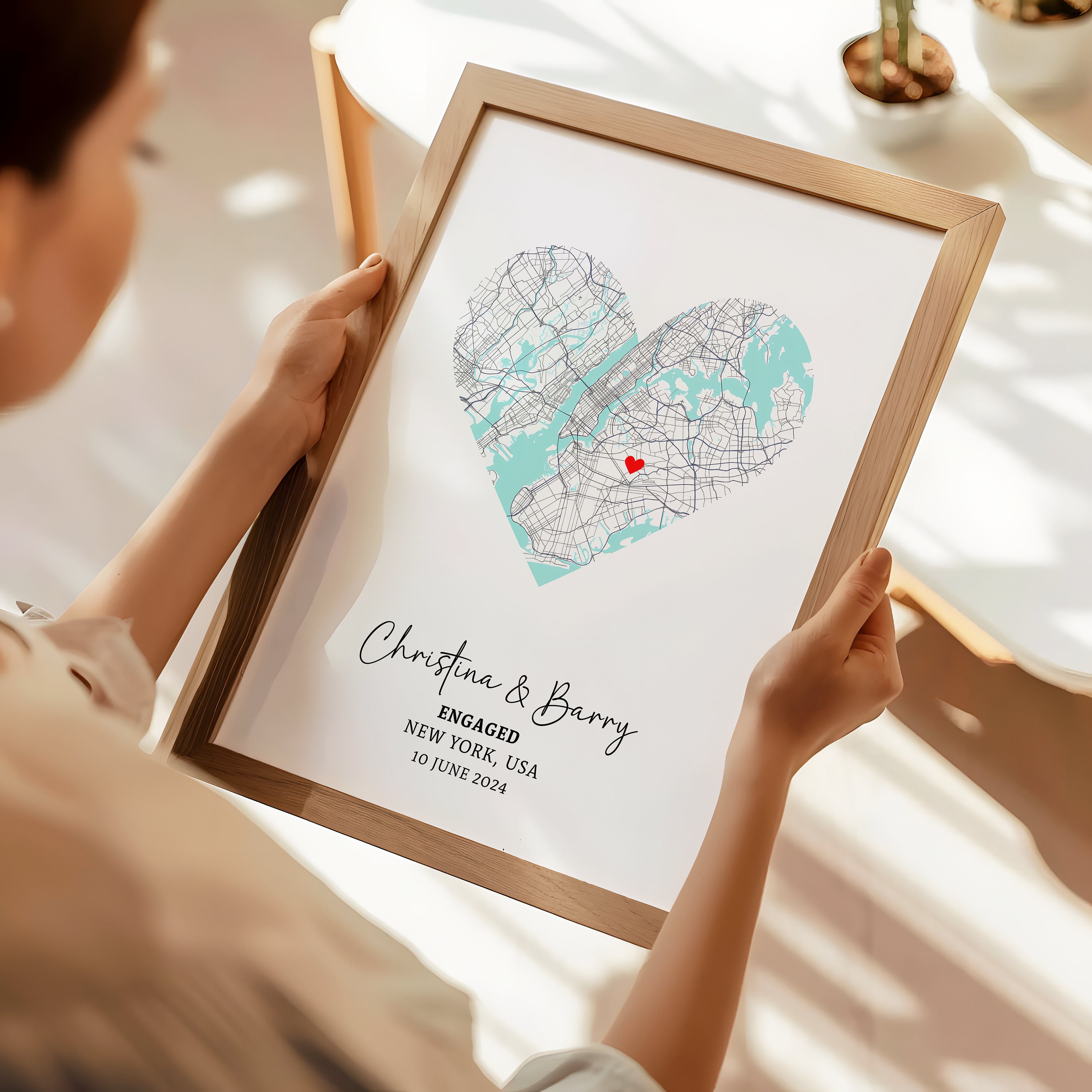Personalised Engagement Gift, Engagement Location Map, Gift for Engaged ...