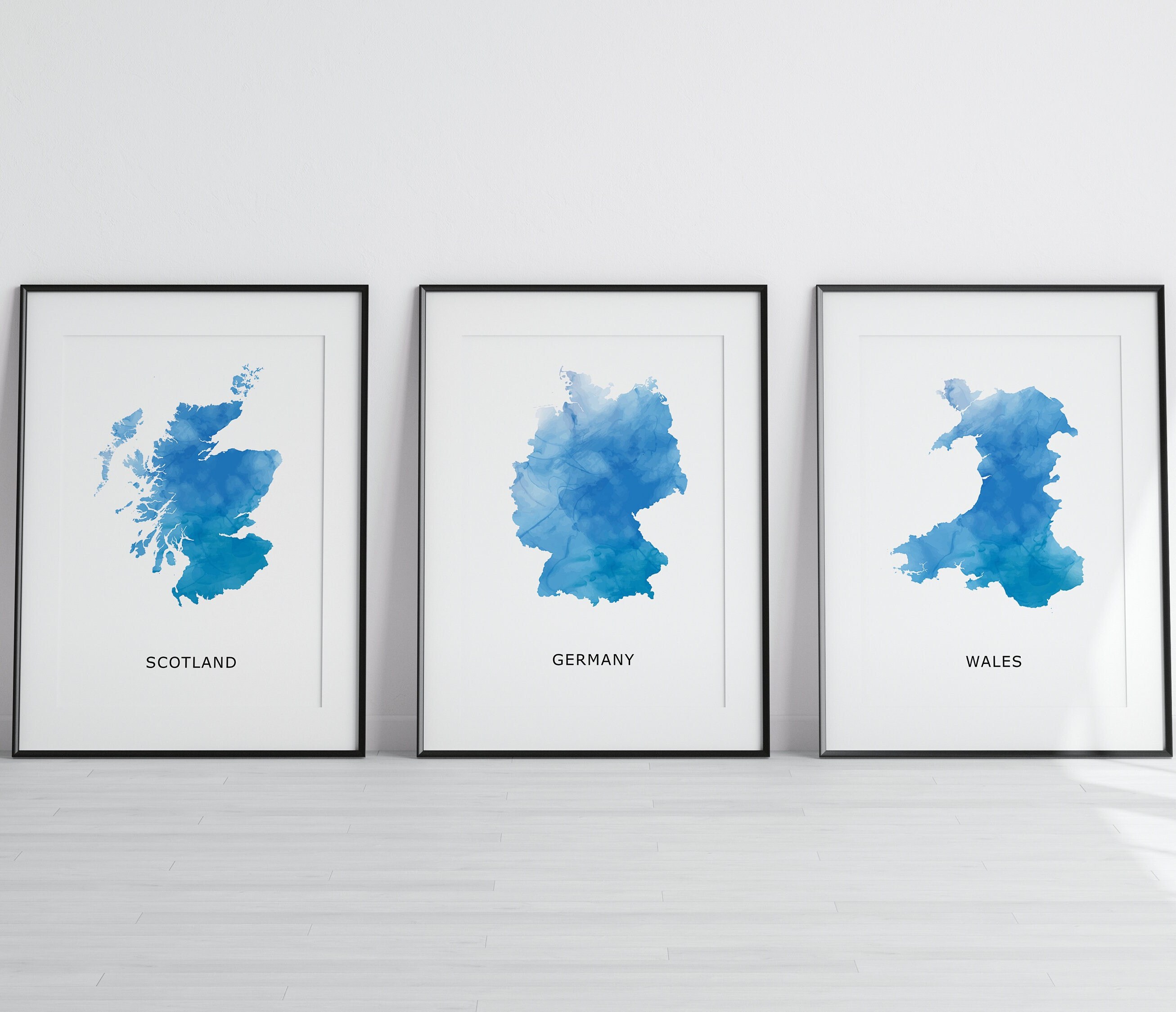 Set of 3 Personalized Map Prints Any Three Countries, Custom Map Art ...
