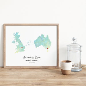 Personalised Watercolour Map Print, Any Country, Custom Map Wall Art ...