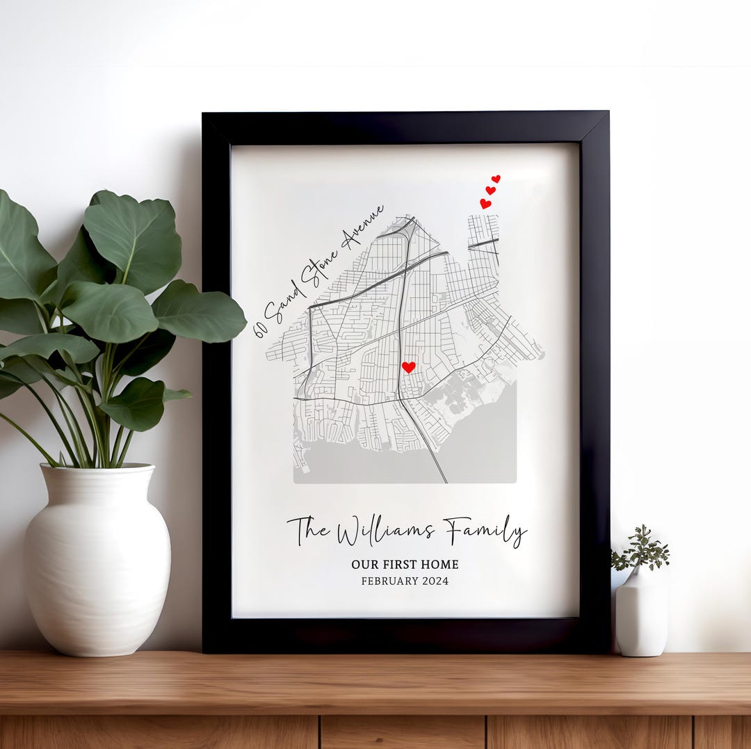 Personalised Housewarming Gift, New Home Gift, Custom Home Map, First ...