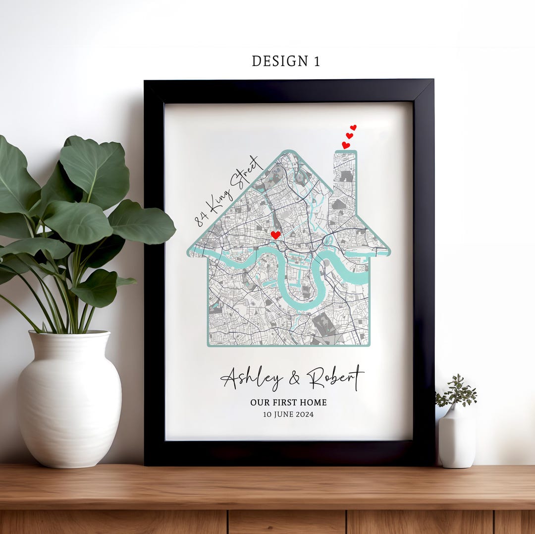 Personalised Housewarming Gift, New Home Gift, Custom Home Map, First ...