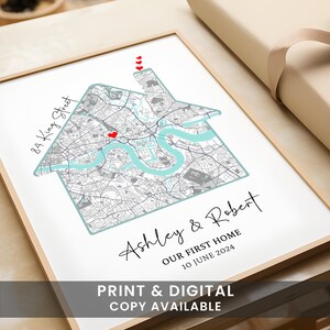 Personalised Housewarming Gift, New Home Gift, Custom Home Map, First ...