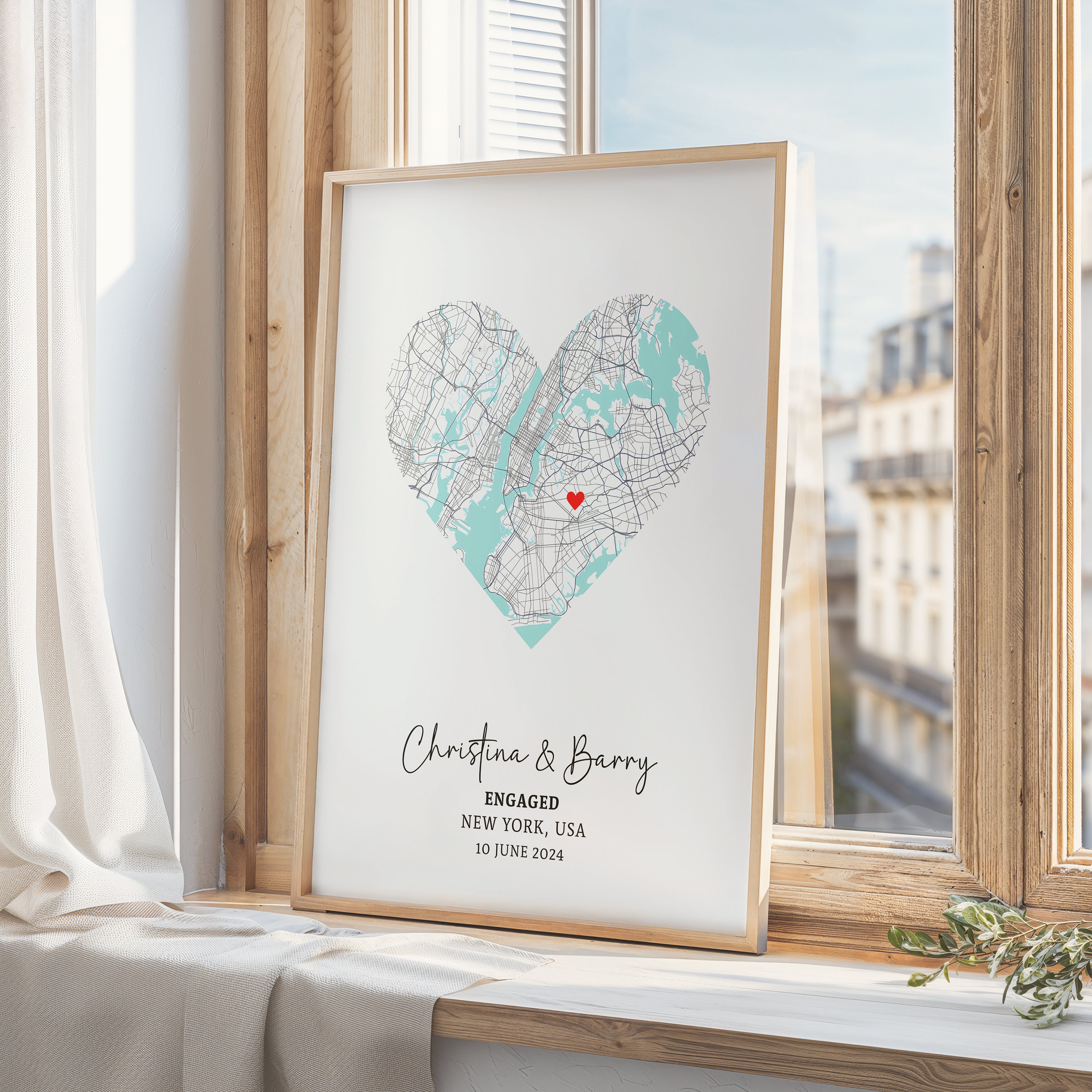 Personalised Engagement Gift, Engagement Location Map, Gift for Engaged ...