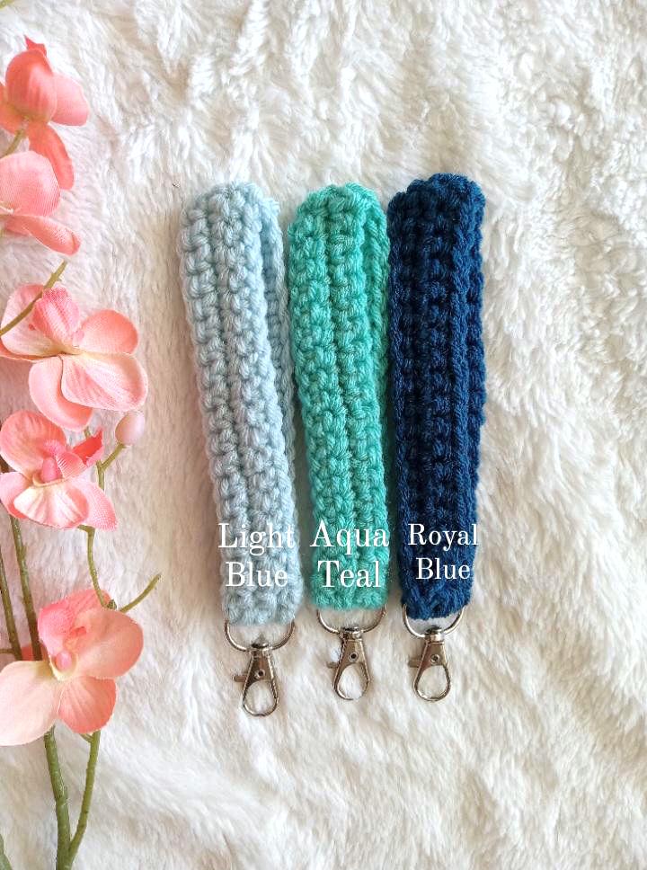 Crochet Keychain Keyfob Triple Row, Available in 21 Colors - Etsy