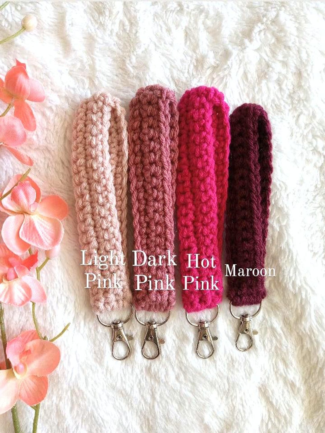Crochet Keychain Keyfob Triple Row, Available in 21 Colors - Etsy