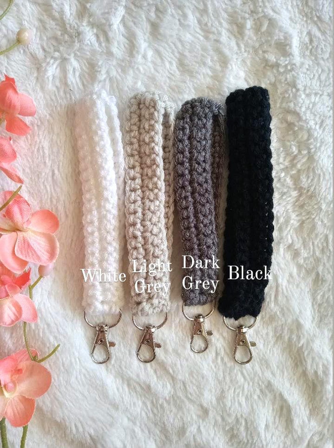 Crochet Keychain Keyfob Triple Row, Available in 21 Colors - Etsy