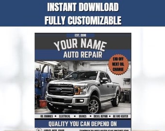 Automotive Excellence: Customizable Mechanic Shop Flyer Template for ...