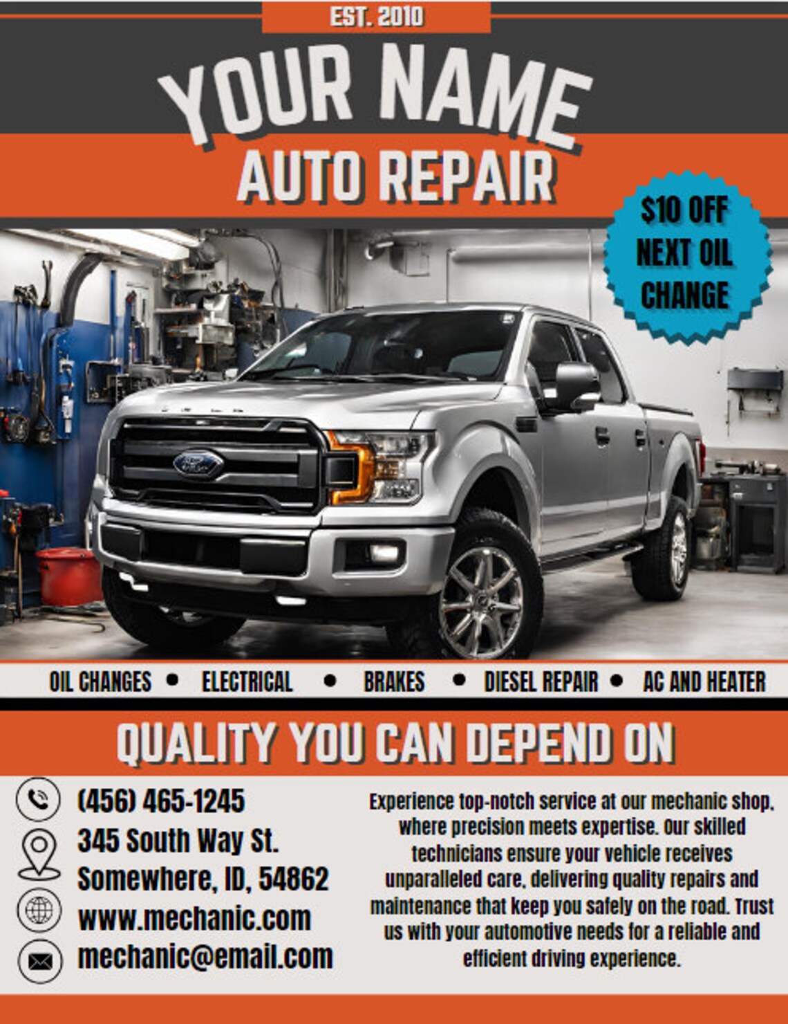 Automotive Excellence: Customizable Mechanic Shop Flyer Template for ...