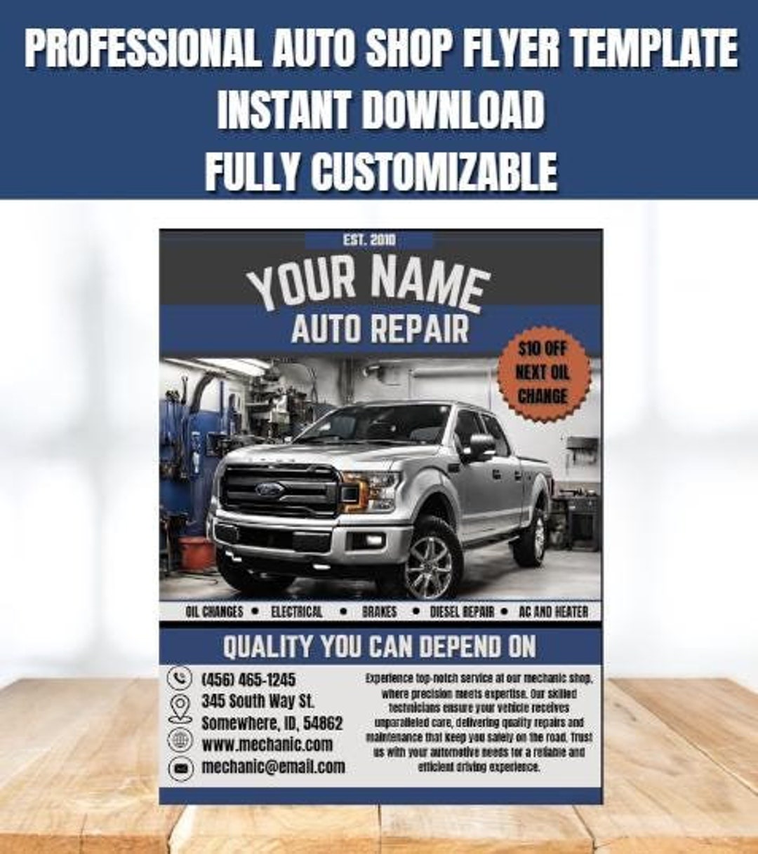 Automotive Excellence: Customizable Mechanic Shop Flyer Blue Version ...
