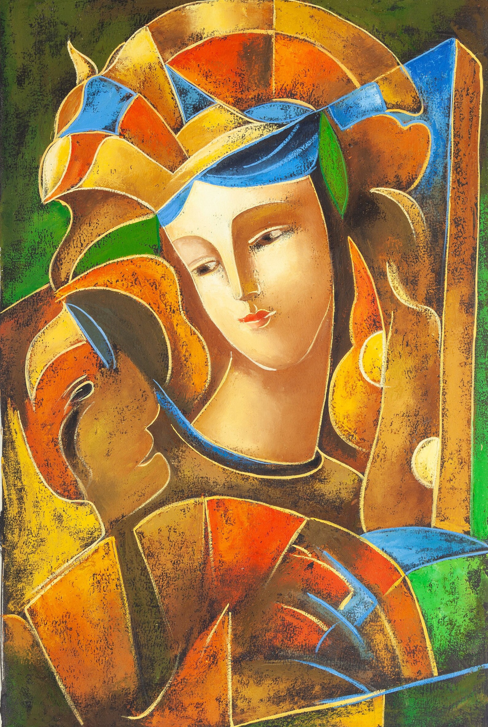 Vintage Cubism Abstract Portrait Oil Painting on 24x36 Flat or ...