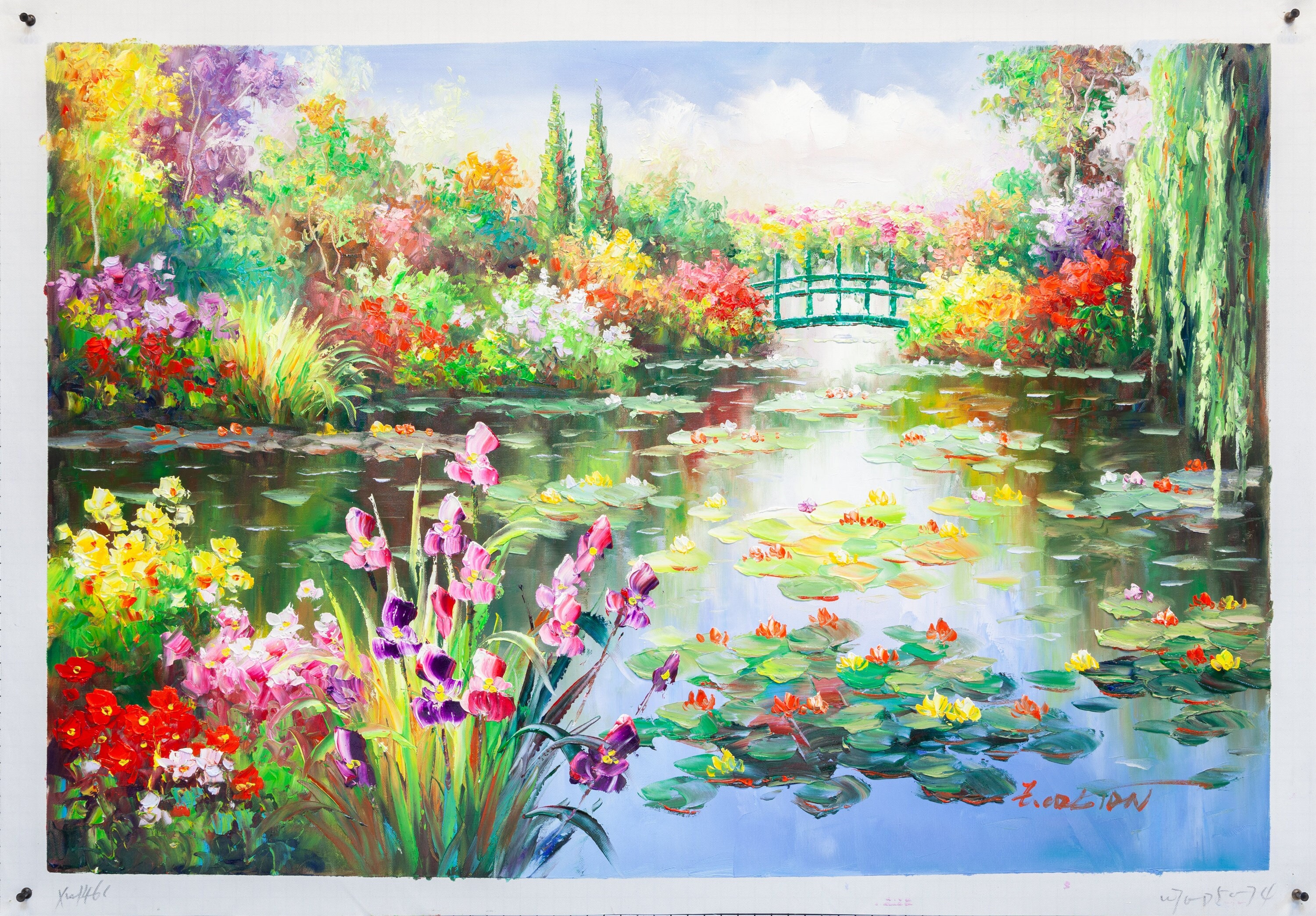 Monet Inspired Water Lily Pond Oil Painting on 24x36 Flat or Stretched ...