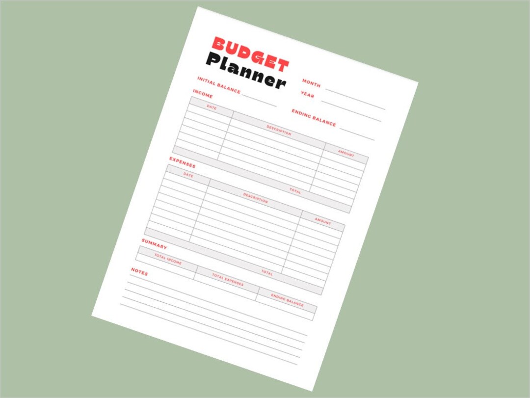 Black and Red Budget Planner - Etsy