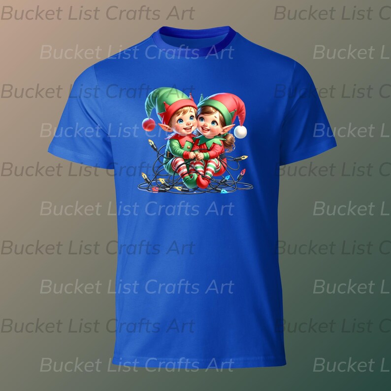 Cheerful Cartoon Elves Tangled in Colorful Lights - Festive Clipart ...