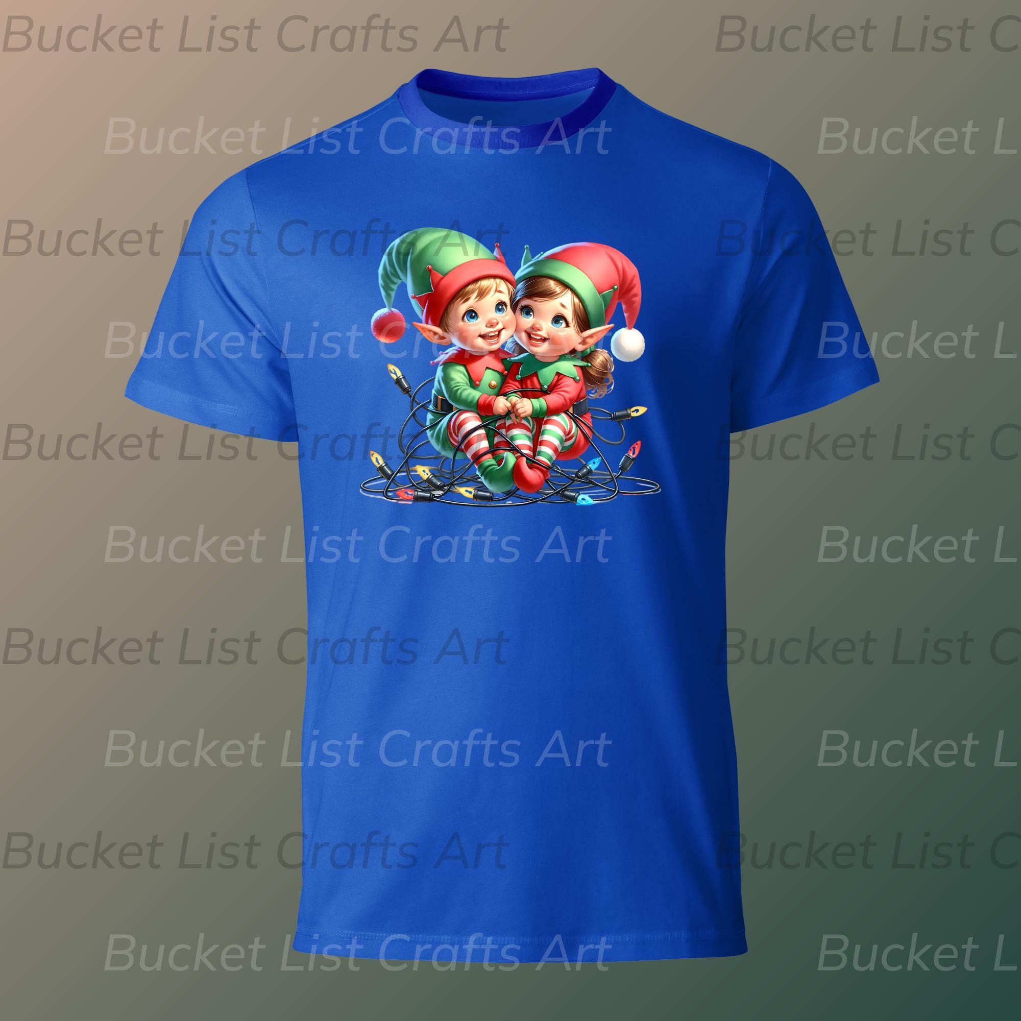 Cheerful Cartoon Elves Tangled in Colorful Lights - Festive Clipart ...