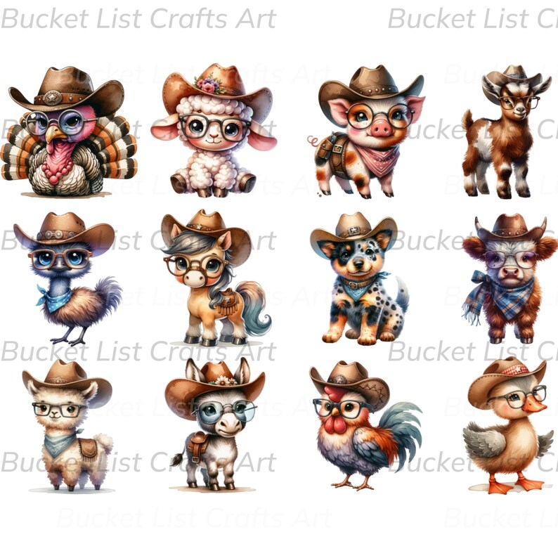 Farm Animal Western Style Clipart Western Theme Cowboy Look High ...