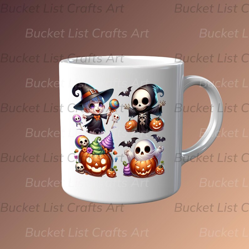 Set Cute Spooky Kids Halloween Clipart Instant Download Witch, Ghost ...