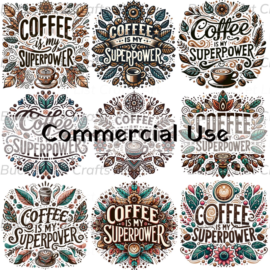 Boho Coffee Clip Art 'coffee is My Superpower' - Trending Digital Art ...