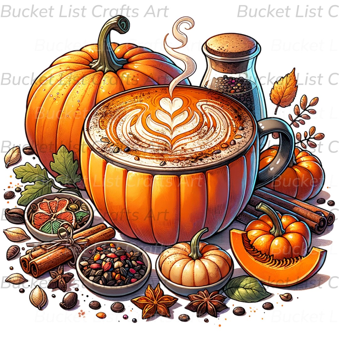 Pumpkin Spice Clipart Instant Download, Fall Sublimation Design ...