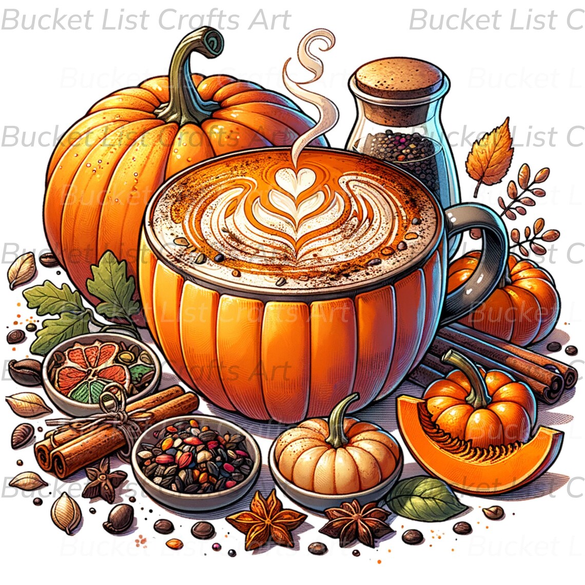 Pumpkin Spice Clipart Instant Download, Fall Sublimation Design ...