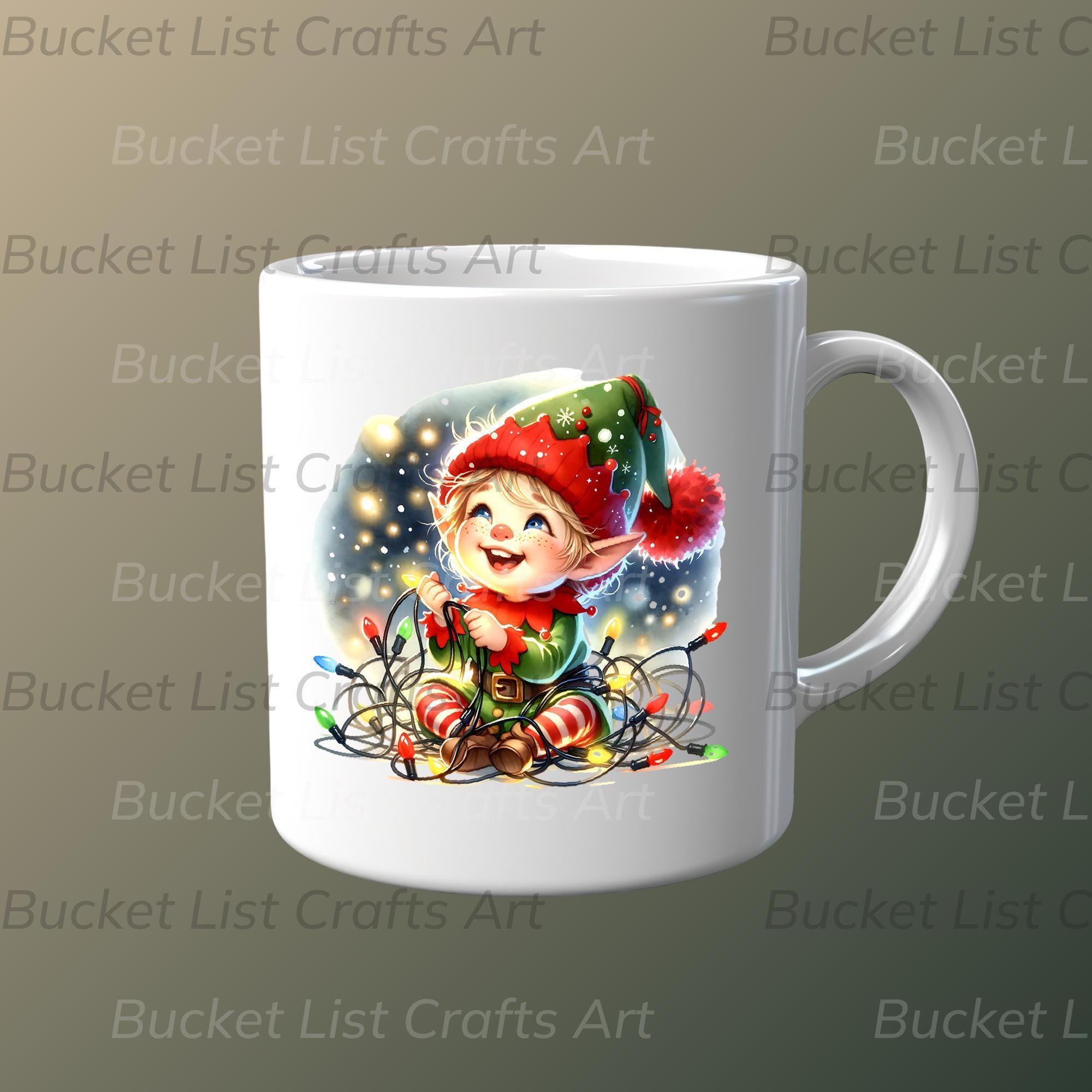 Cheerful Cartoon Elves Tangled in Colorful Lights - Festive Clipart ...