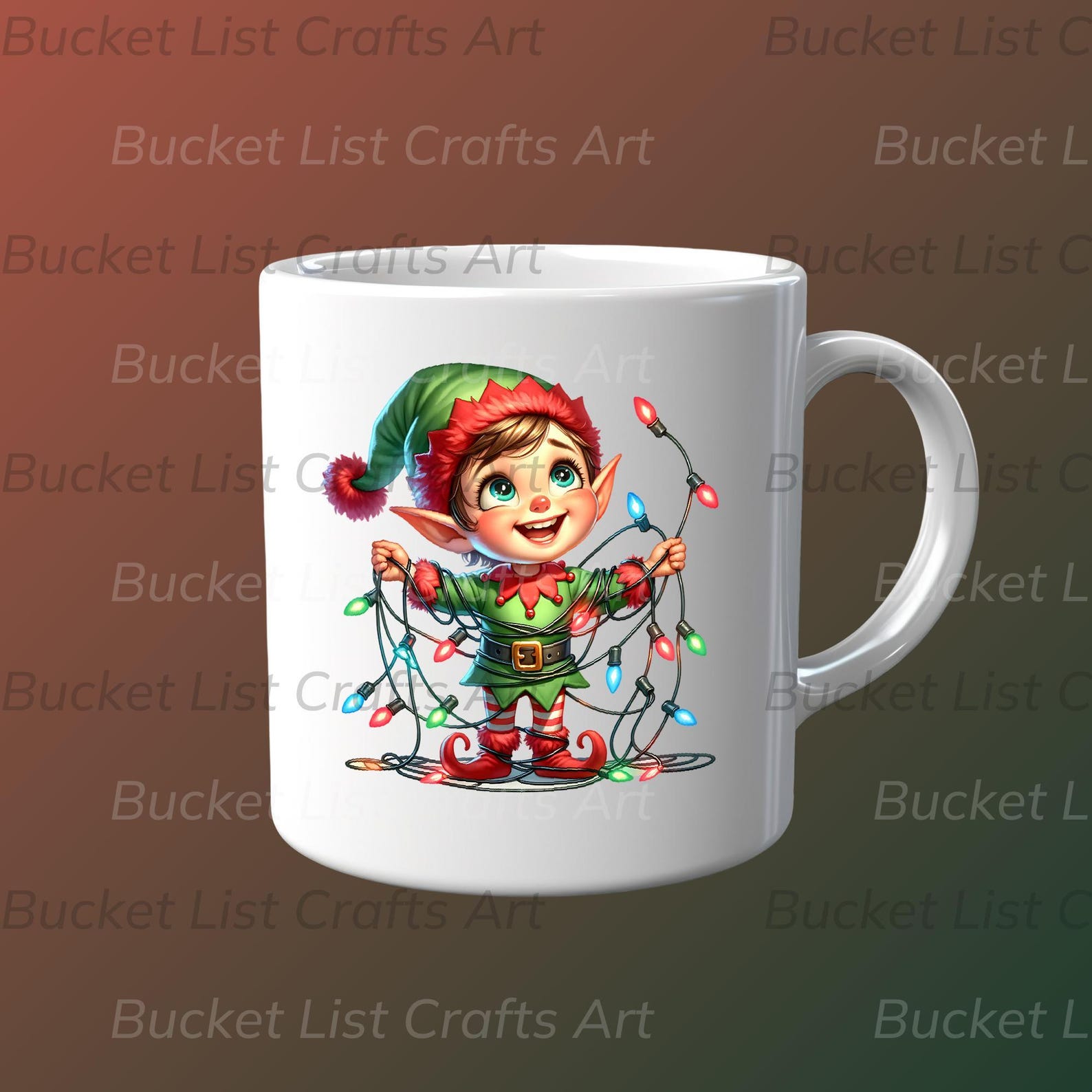 Cheerful Cartoon Elves Tangled in Colorful Lights - Festive Clipart ...